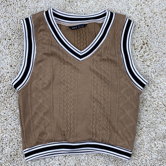 SHEIN | Tops | Shein Cropped Preppy Vest Cable Knit | Poshmark